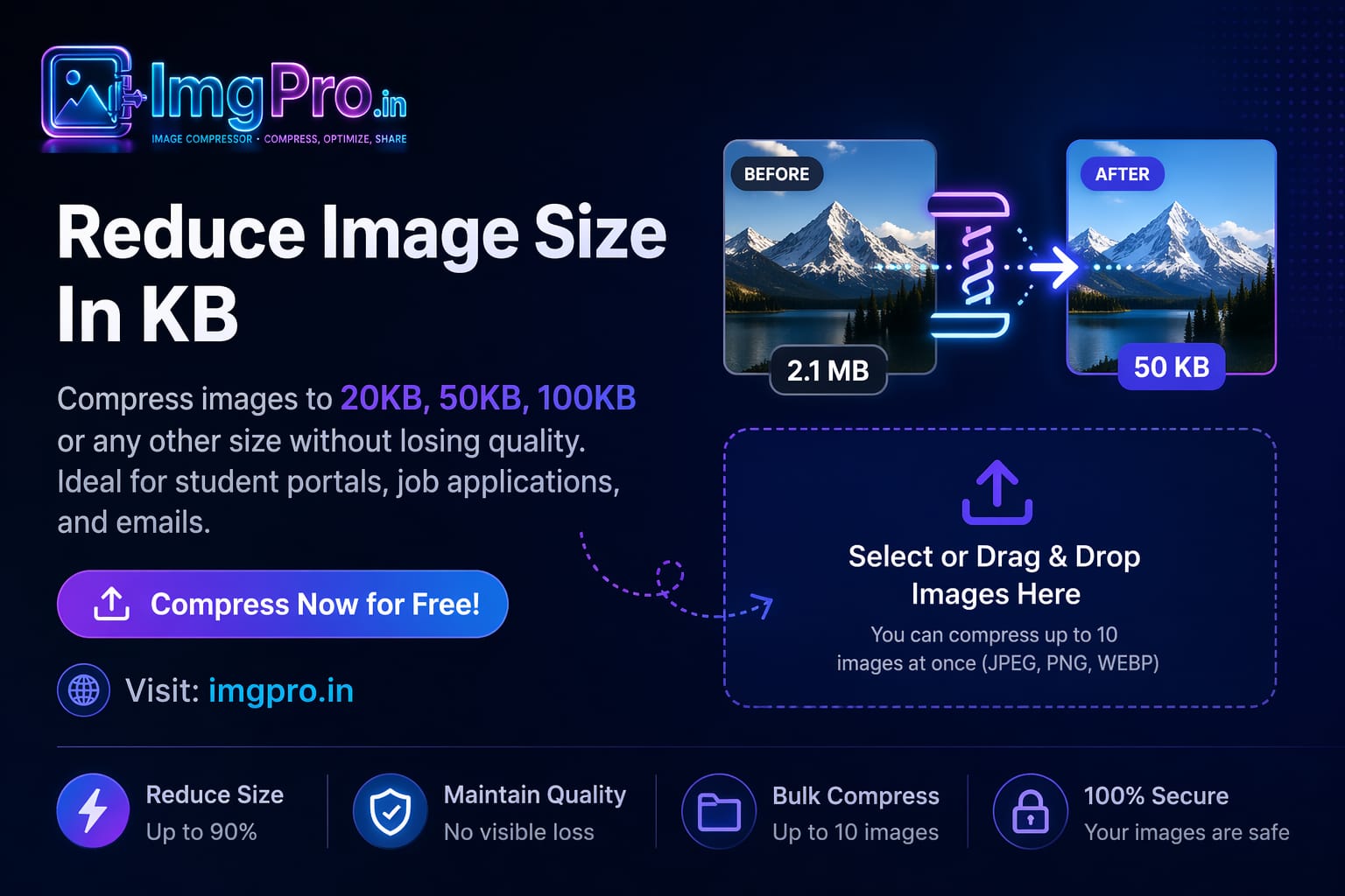 Resize & Crop Image Online Free (20KB, 50KB, 100KB) – ImgPro Tool